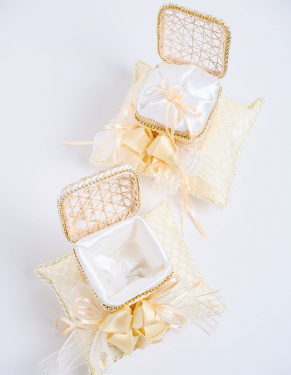 Wedding Pillow Native Set for Wedding Rings & Arrhae White with Ecru ...